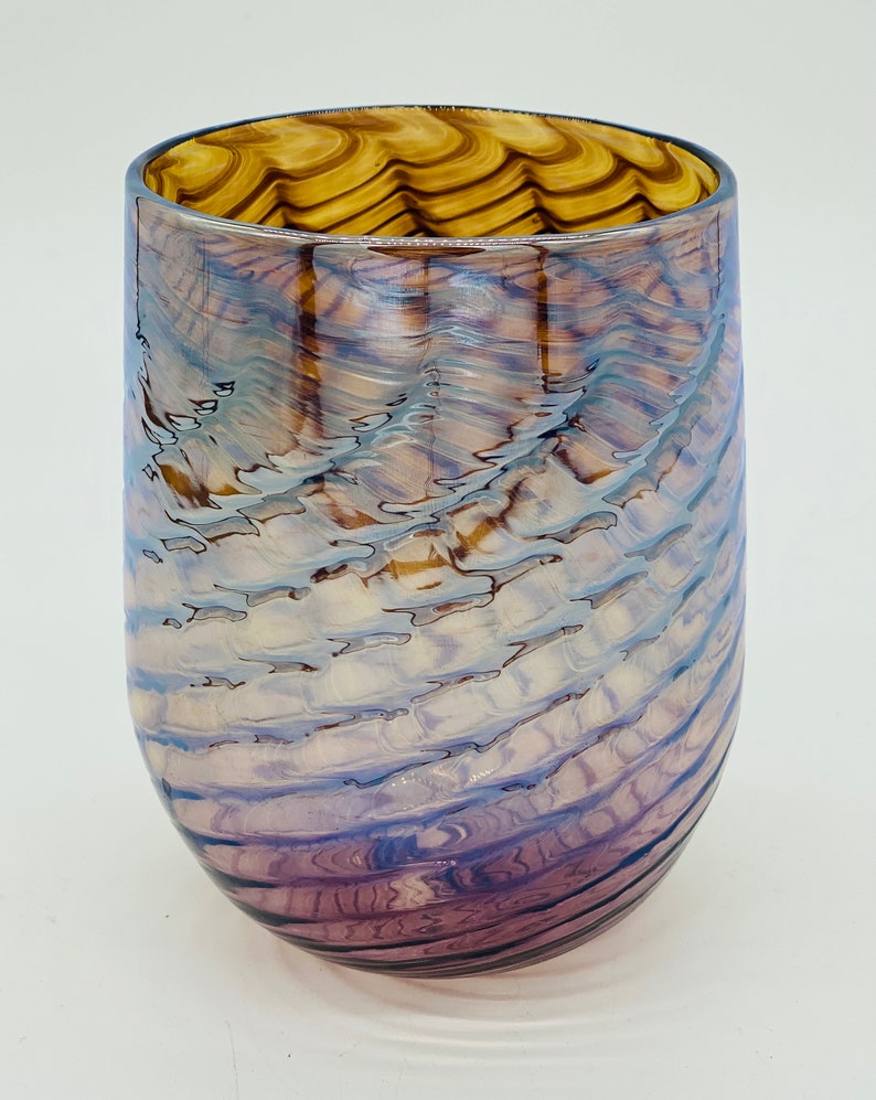 Hand Blown Glass: Purple dragon Scales Stemless | Etsy