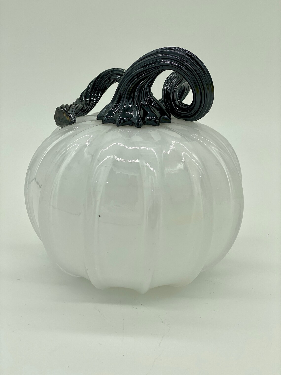 Hand Blown Glass: White and Black Pumpkin - Etsy