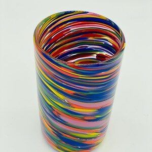 Hand Blown Glass: Rainbow Twist Tumbler - Etsy