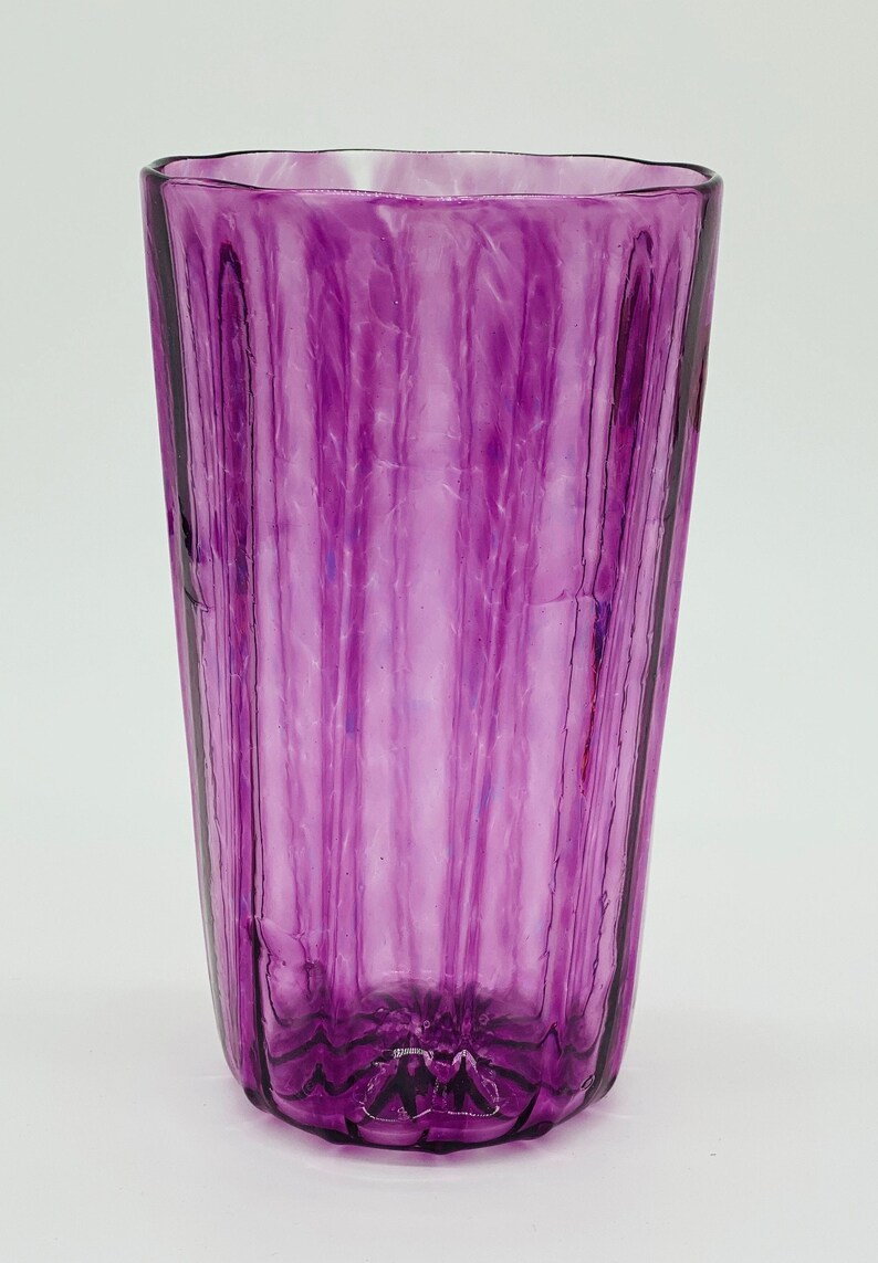 Hand Blown Glass: Purple Straight Optic Pint Glass - Etsy