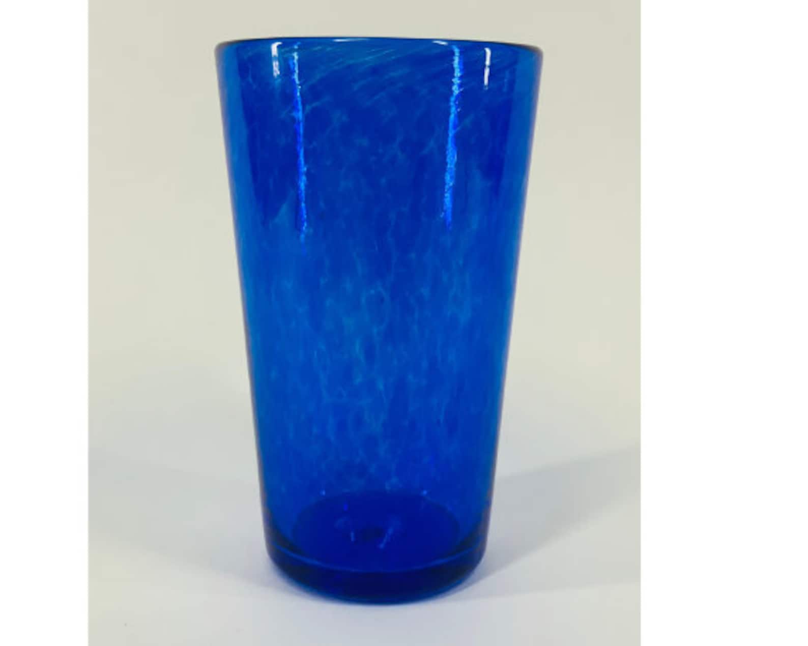 Hand Blown Glass: Blue Pint Glass - Etsy