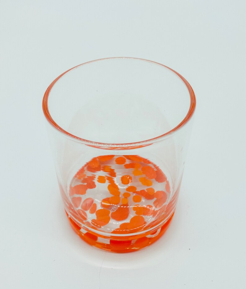Hand Blown Glass: Orange Polka Dot Rocks Glass - Etsy