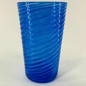 Hand Blown Glass: Blue Optic Twist Pint Glass - Etsy