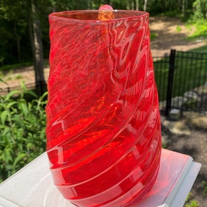 Hand Blown Glass: Red Optic Twist Pitcher - Etsy