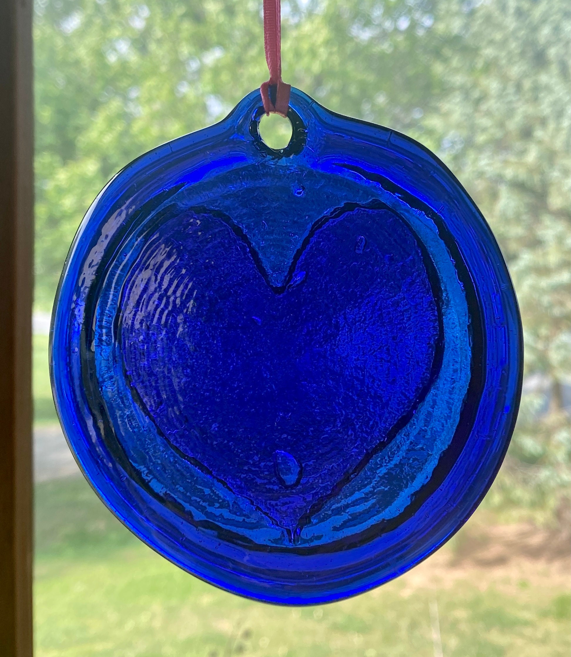 Glass Suncatcher: Blue Heart | Etsy