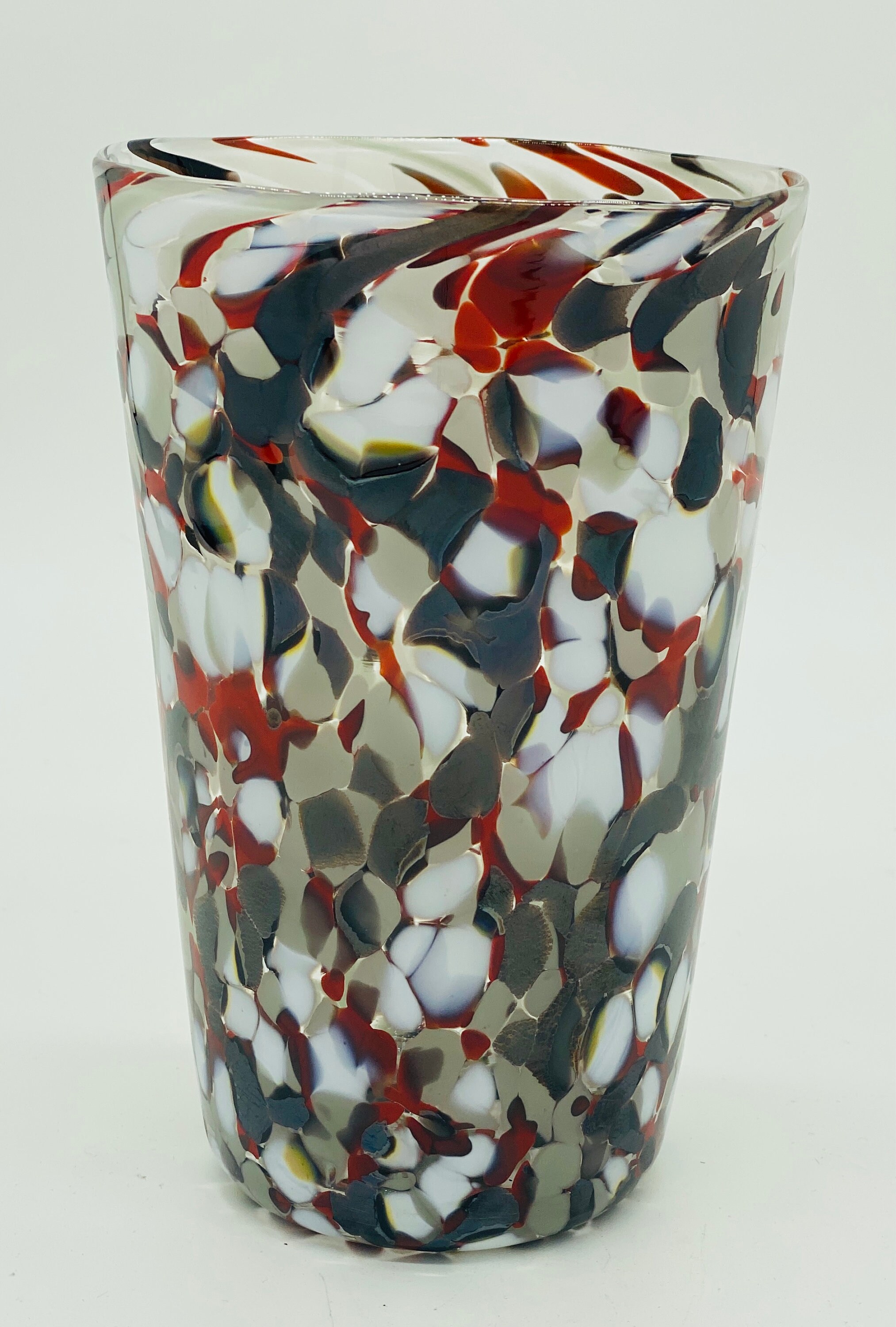 Hand Blown Glass: Red Camo Pint Glass - Etsy