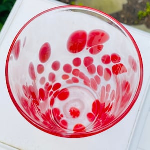 Hand Blown Glass: Red Polka Dot Pint Glass - Etsy