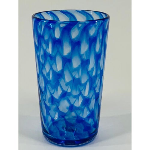 Hand Blown Glass: Blue Optic Twist Pint Glass - Etsy