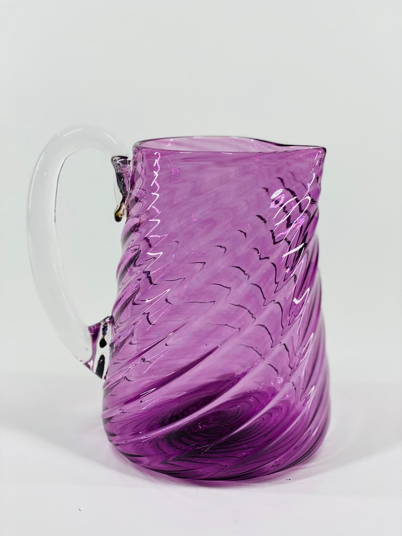 Hand Blown Glass: Purple Optic Twist Pitcher - Etsy