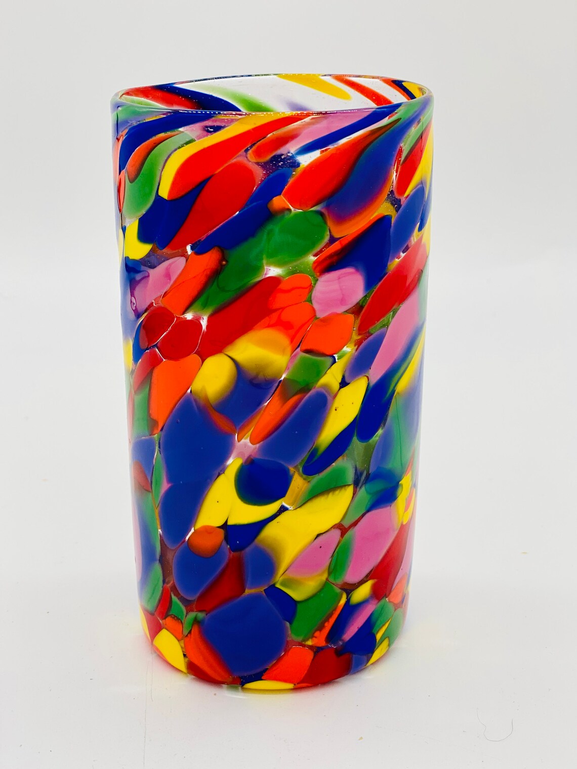 Hand Blown Glass: Rainbow Tumbler - Etsy