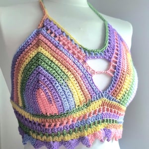 Glitter Pastel Rainbow Festival Bralette/bralet/crop Top - Etsy