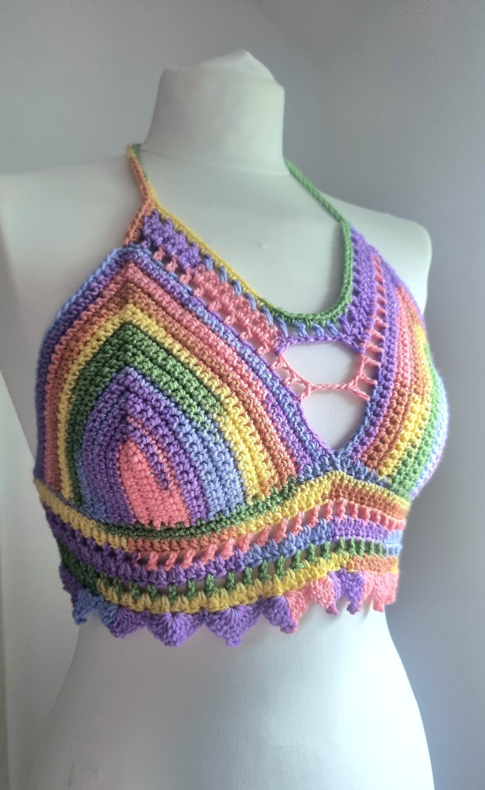 Glitter Pastel Rainbow Festival Bralette/bralet/crop Top - Etsy