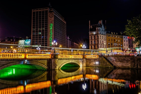Dublin City Centre at Night Digital Download | Etsy