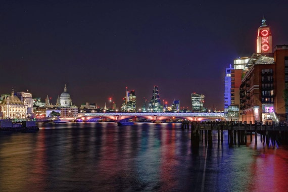 London Skyline at Night Digital Download | Etsy