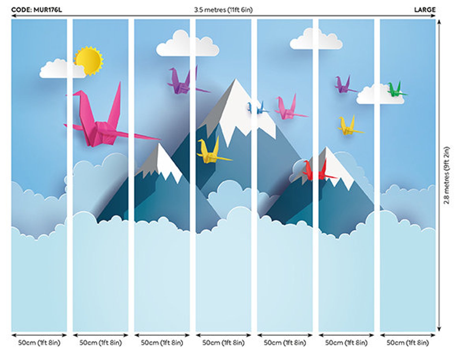 Origami Birds Wallpaper Mural Origami Mountain Wallpaper - Etsy