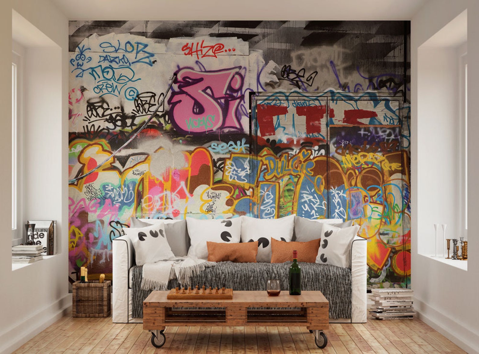 Urban Graffiti Street Wall Art Wallpaper Mural Wallpaper for - Etsy UK
