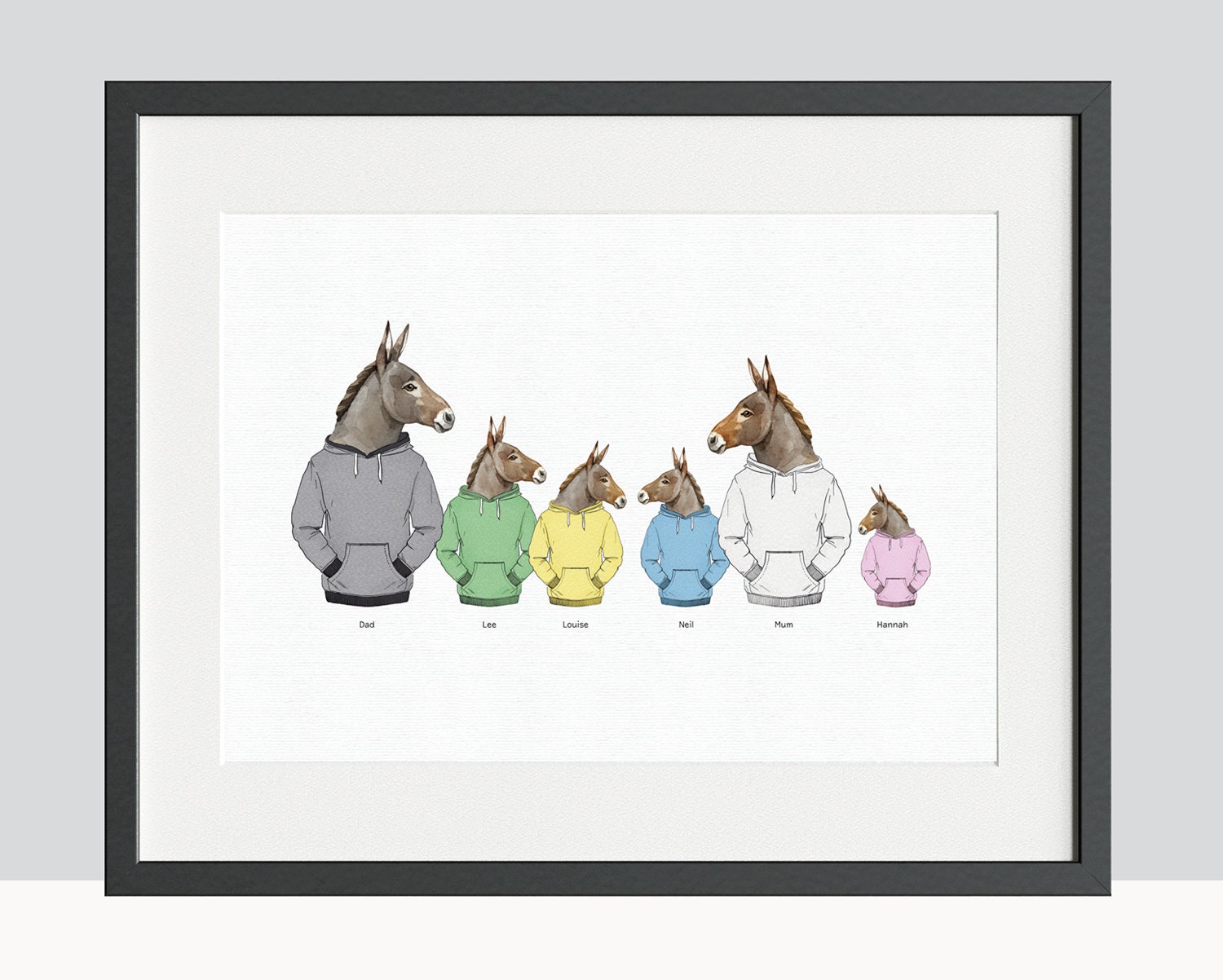 Donkey Family Portrait DIGITAL DOWNLOAD Print Personalised - Etsy UK