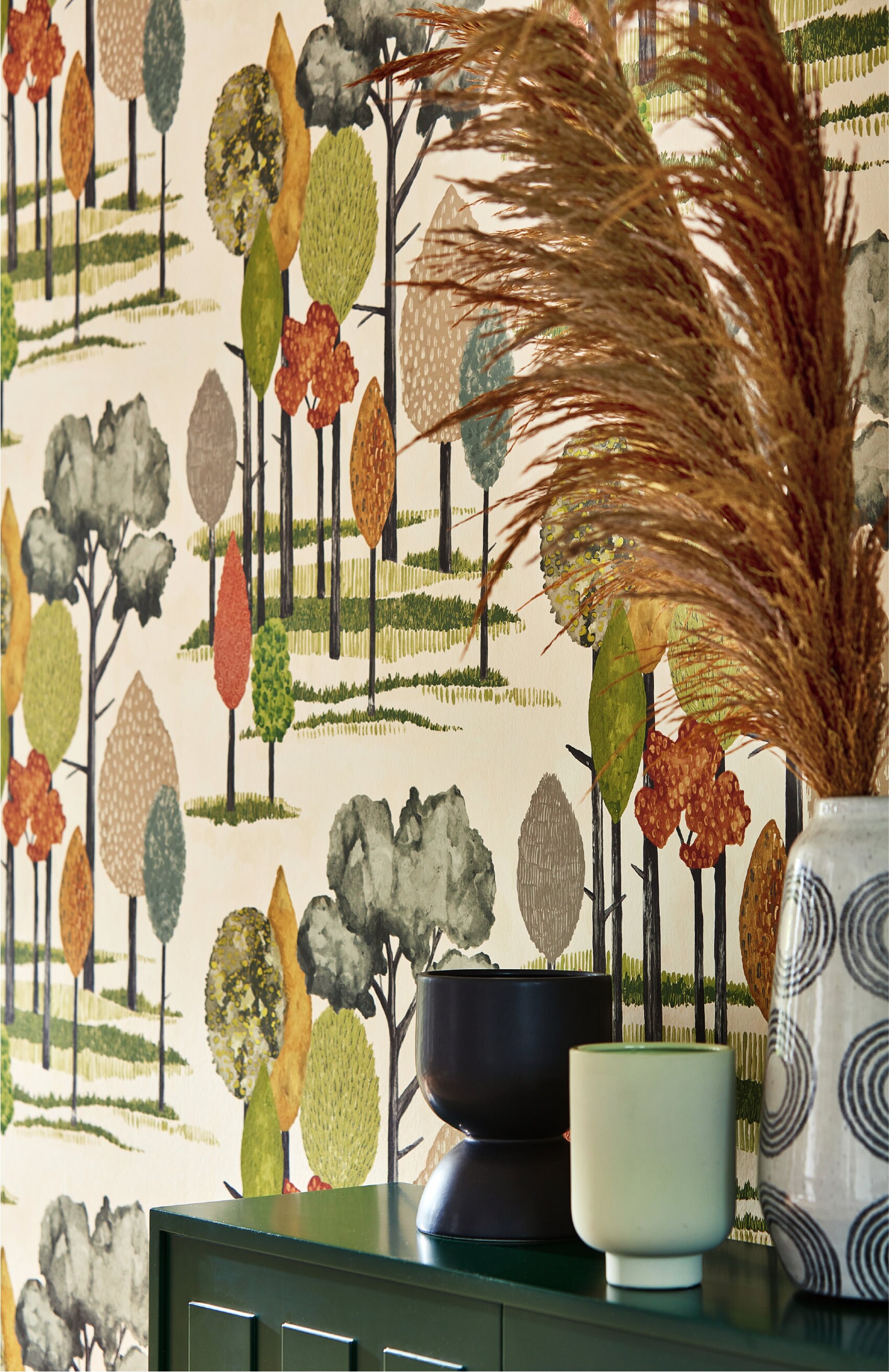 SAMPLE Tall Tree Wallpaper Collection Watercolour Forest - Etsy UK