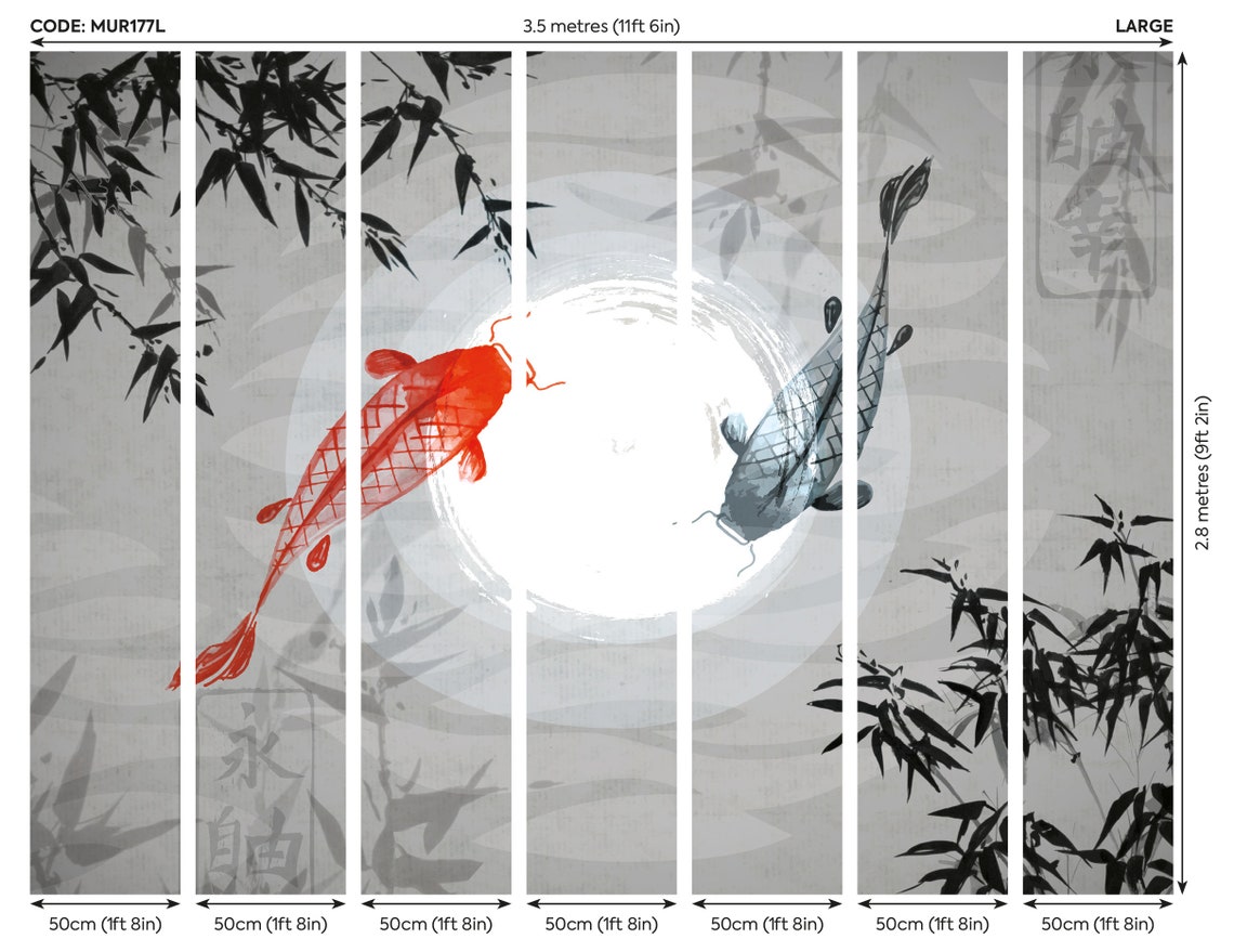 Japanese Koi Fish Photo Wallpaper Mural Designer Living Room - Etsy UK