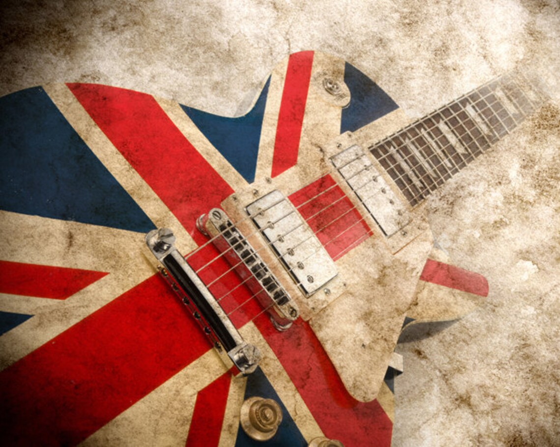 Union Jack Guitar Wallpaper Mural British Flag Music Room - Etsy UK