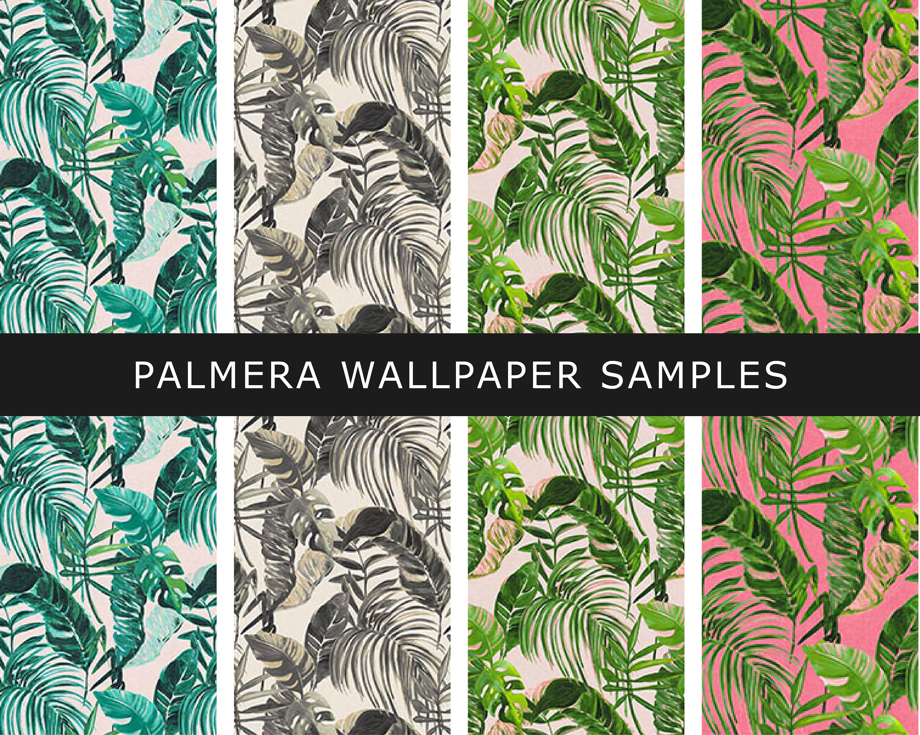 SAMPLE - PALMERA Wallpaper Collection, Tropical Green Palm Leaves ...