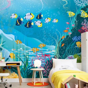 Under the Sea Wallpaper Mural, Baby Sensory Decoration Design Ideas ...