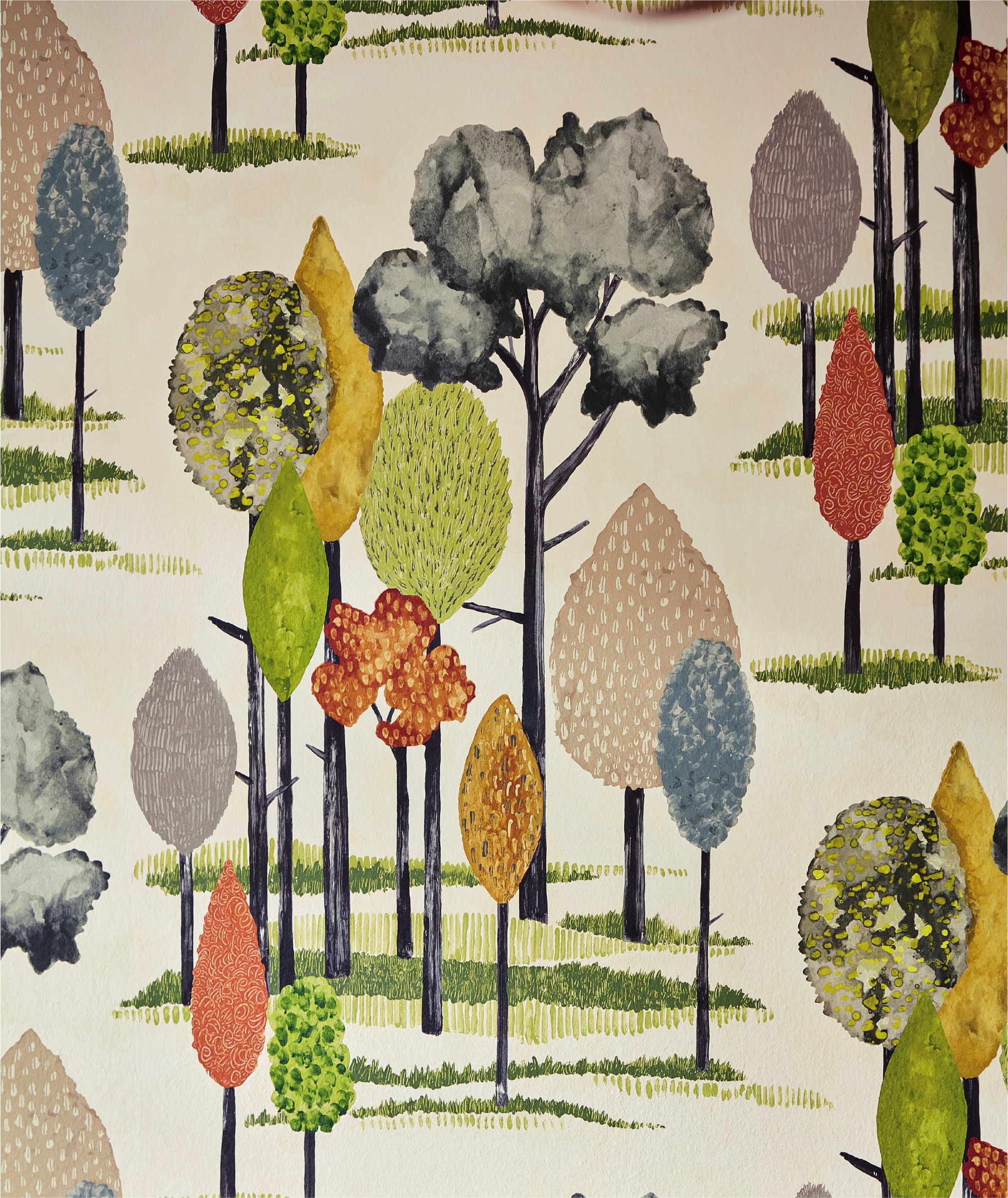 SAMPLE Tall Tree Wallpaper Collection Watercolour Forest - Etsy UK