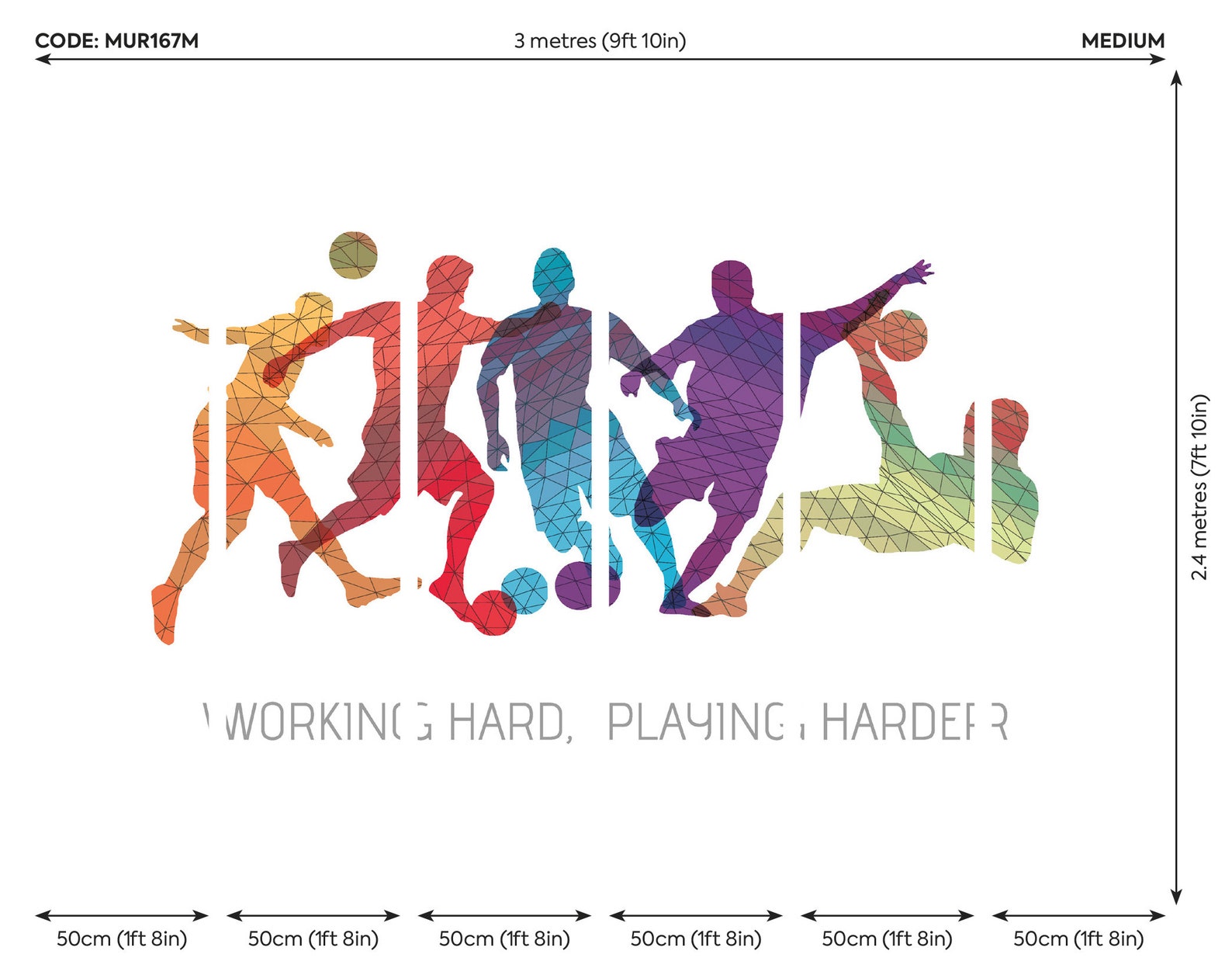 Geo Football Game Wallpaper Mural, Boys Soccer Players Bedroom Wall ...