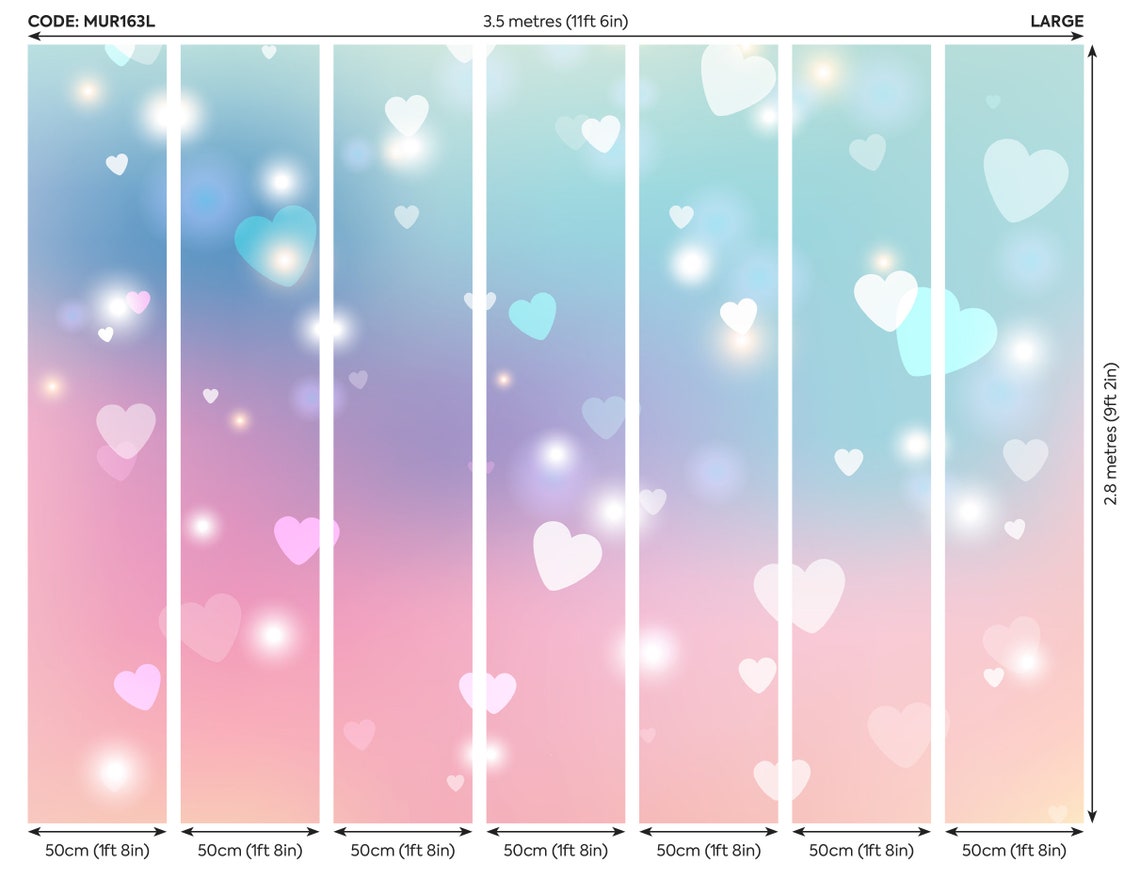 Pink Hearts Wallpaper Mural Girls Bedroom Decor Heart Wall - Etsy UK