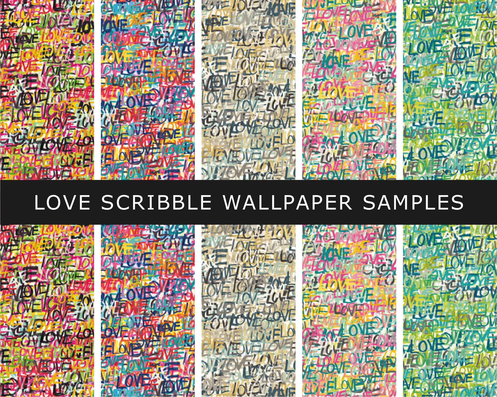 SAMPLE Love Scribble Wallpaper Collection Graffiti Urban - Etsy Australia