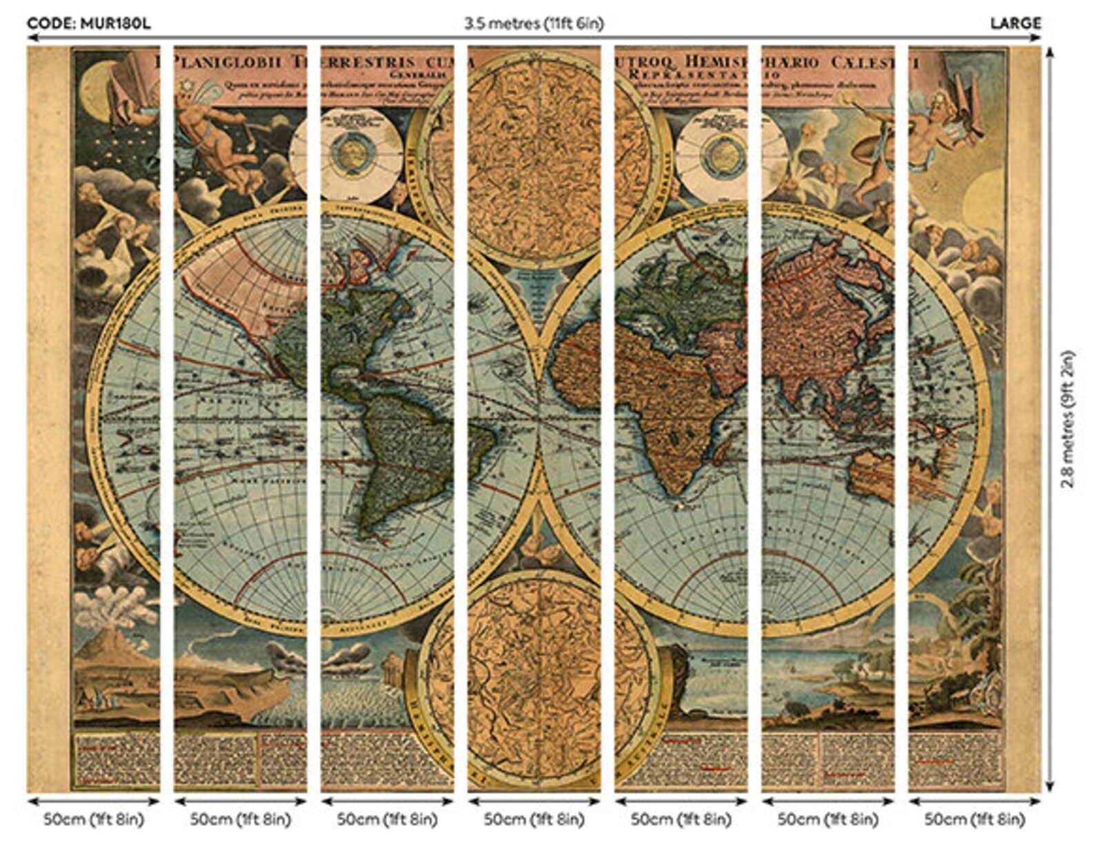 Old Nautical Navigation World Map Photo Wallpaper Wall Mural for ...