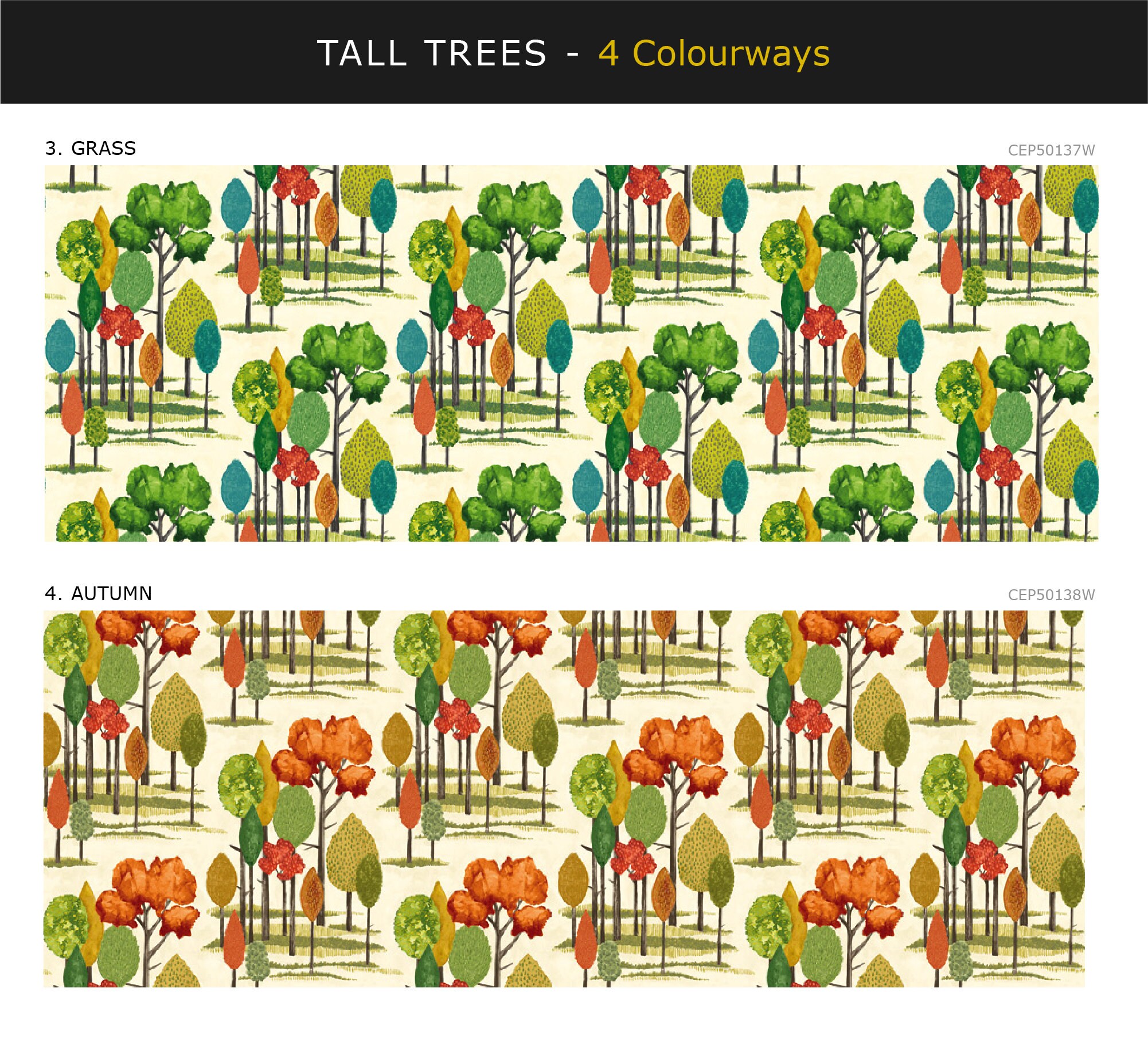 SAMPLE Tall Tree Wallpaper Collection Watercolour Forest - Etsy UK