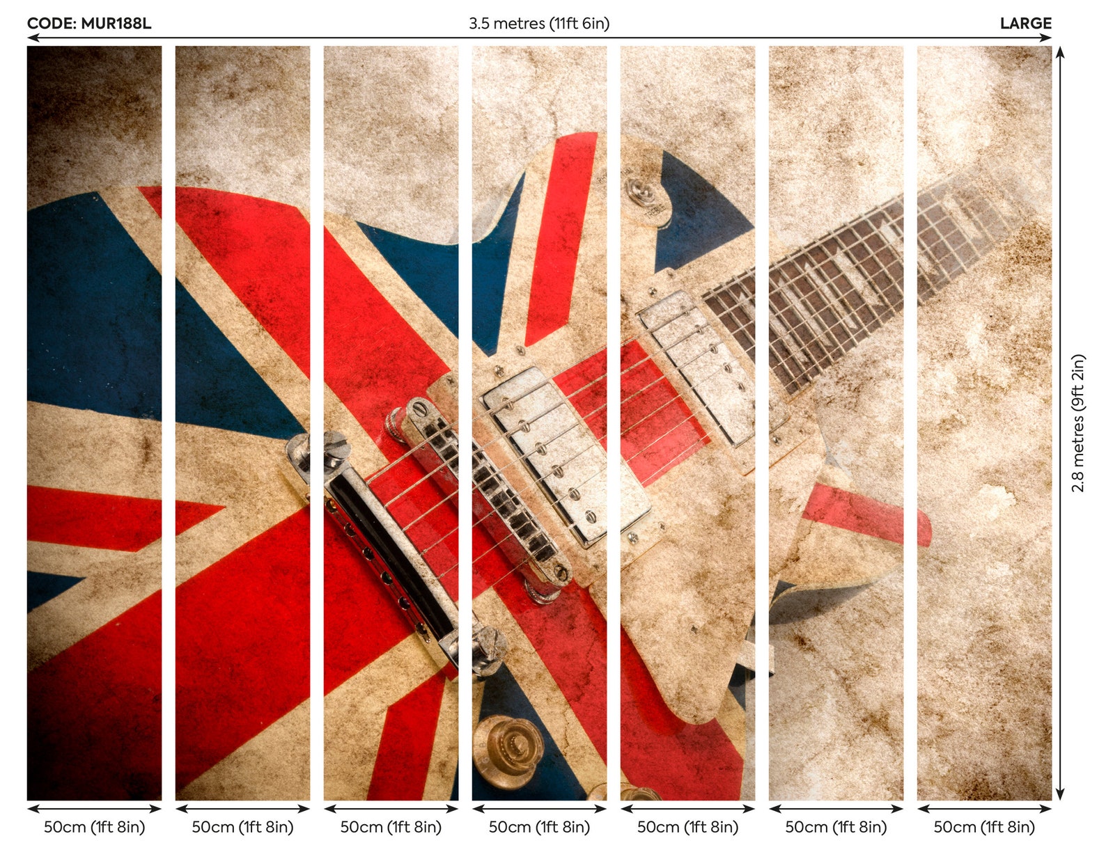 Union Jack Guitar Wallpaper Mural British Flag Music Room - Etsy UK