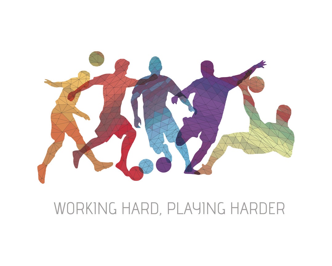 Geo Football Game Wallpaper Mural, Boys Soccer Players Bedroom Wall ...