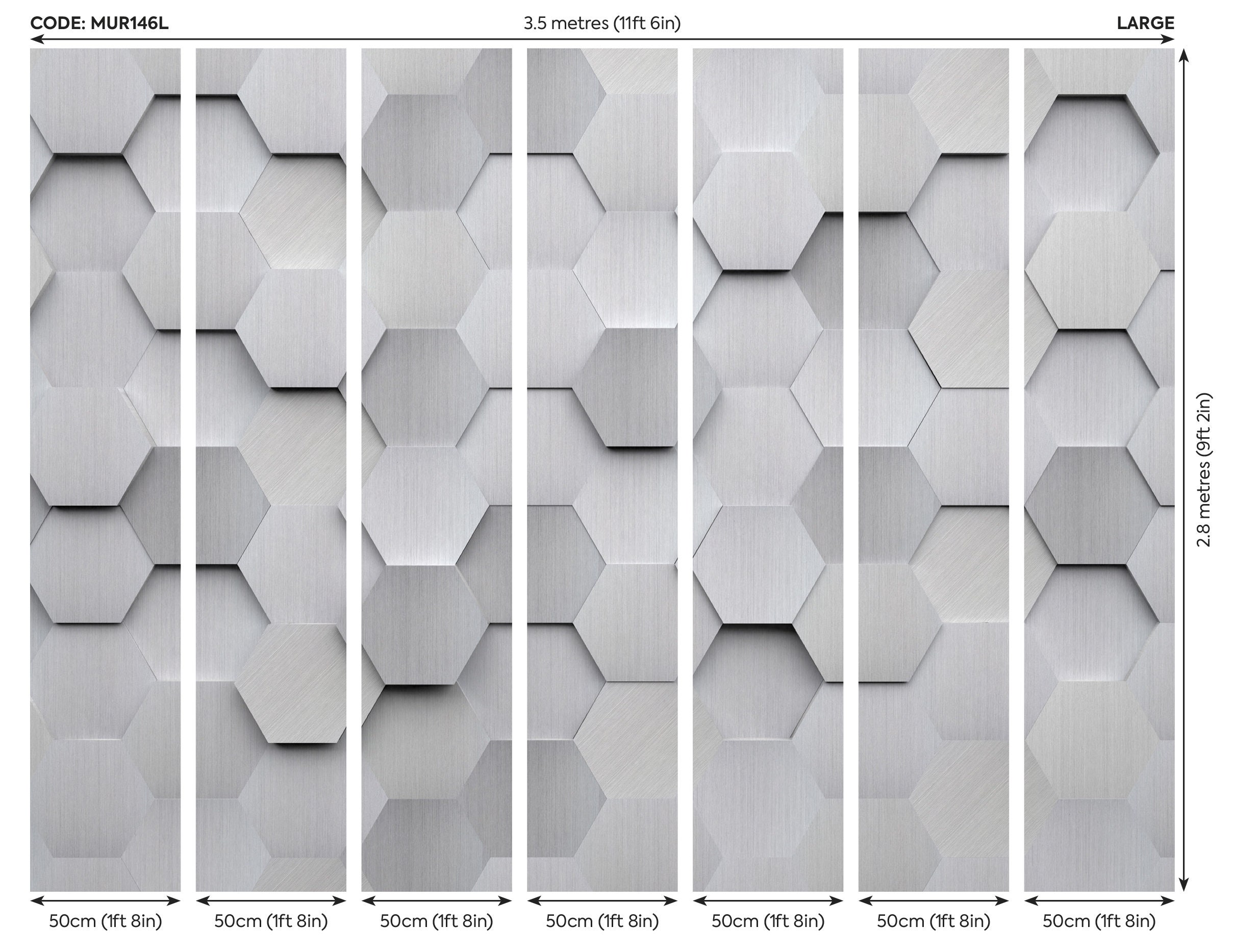 Metal Hexagons Abstract Wall Mural Metallic Grey Hexagon - Etsy UK