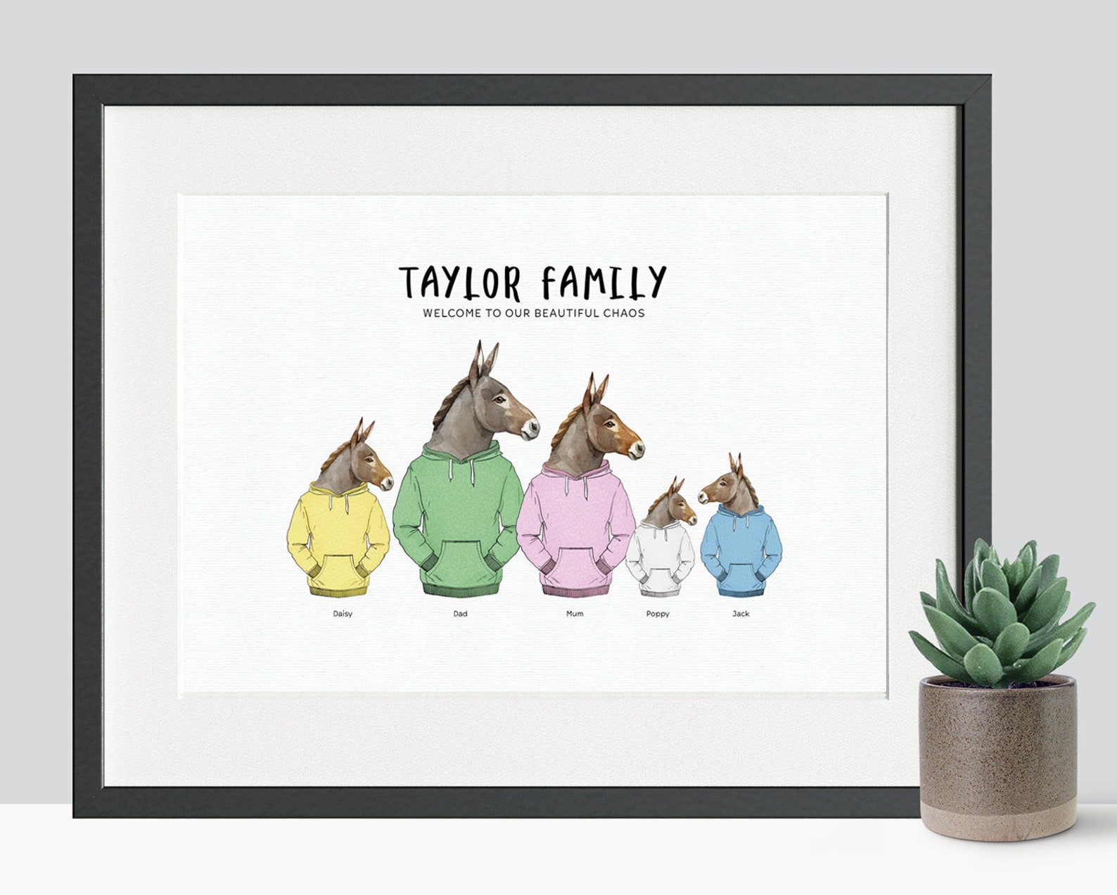 Donkey Family Portrait DIGITAL DOWNLOAD Print Personalised - Etsy UK