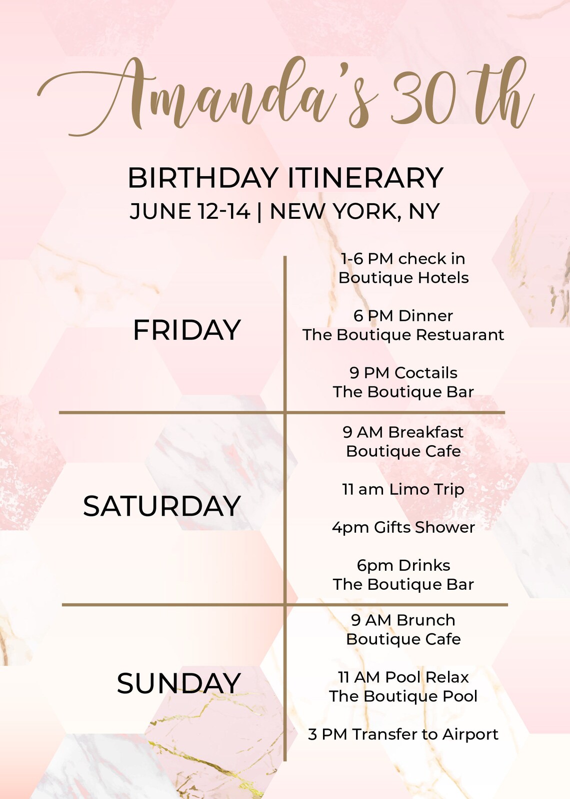 Birthday Itinerary Template Birthday Itinerary Template