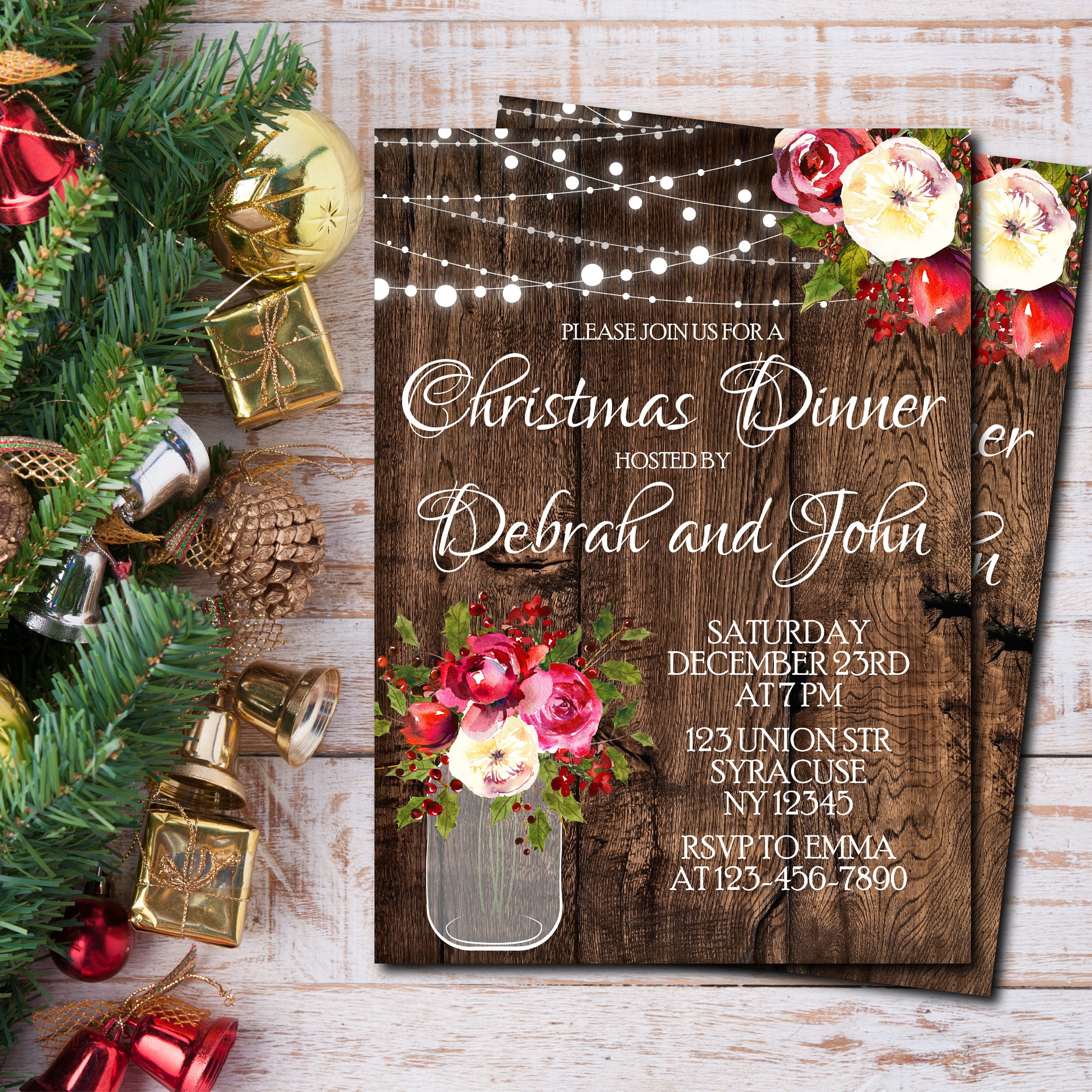 Christmas Dinner Invitation Christmas Party Invitations Etsy Christmas Dinner Invitation Christmas Party Invitations Etsy