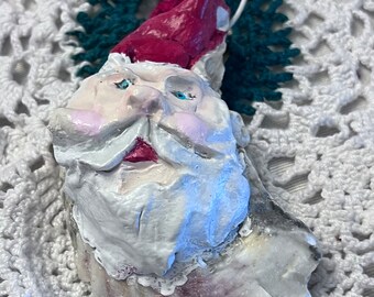 Oyster Santa Handmade Shell Nautical Christmas Ornament, Beach Decor ...