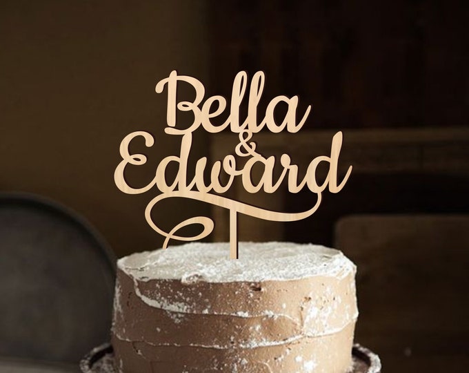 Wedding Cake Topper Rustic Wedding With Custom Names Date Cake Topper ...