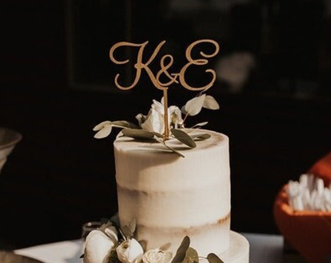 Custom Initials Cake Topper, Initial Cake Topper, Script Letters Cake ...