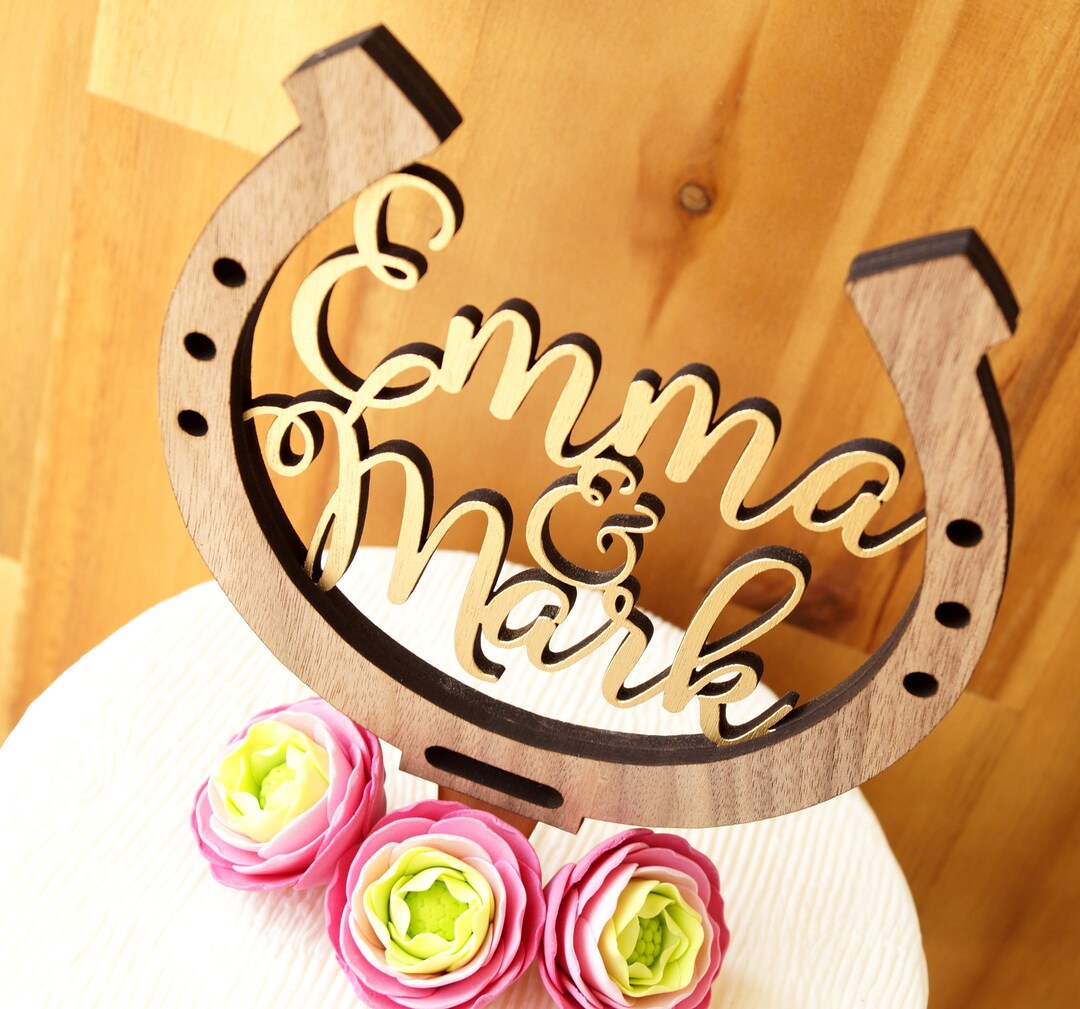 Horseshoe Cake Topper, Personalized Wedding Cake Topper, Horseshow ...