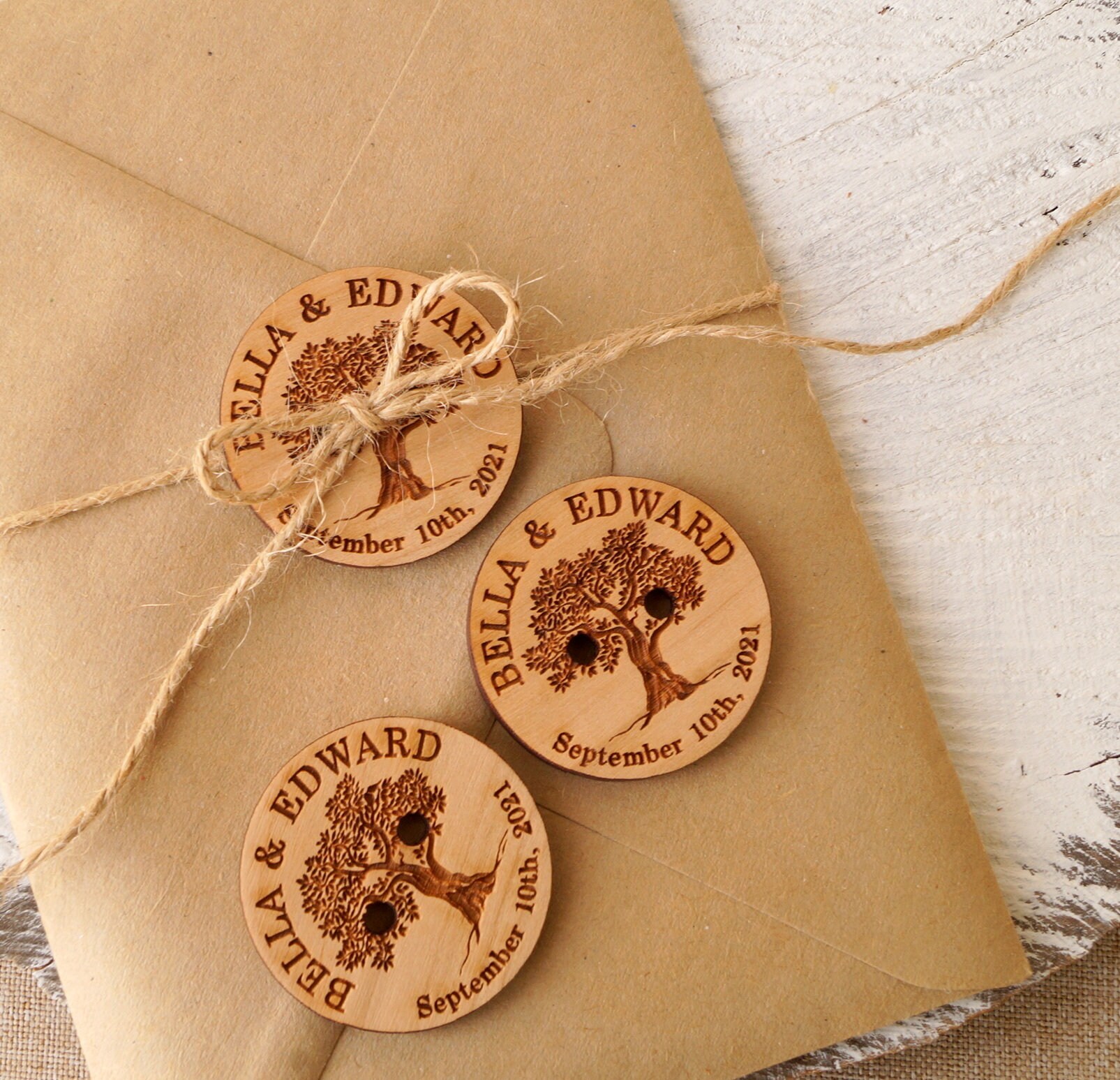 Belly Band Tags for Wedding Invitations, Wooden Buttons Wedding ...