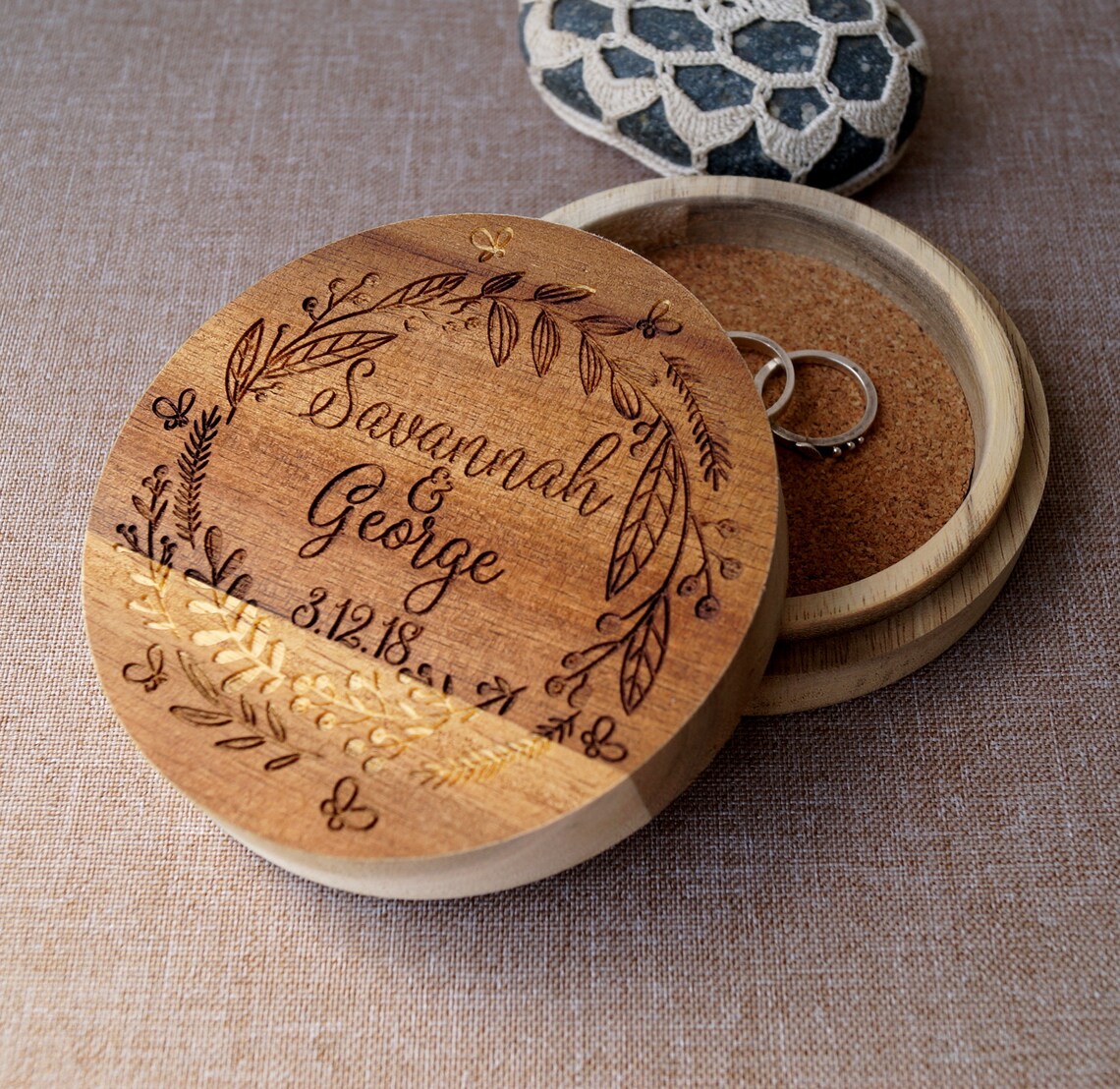 Rustic Wooden Ring Box Personalized Ring Bearer Box Wedding | Etsy