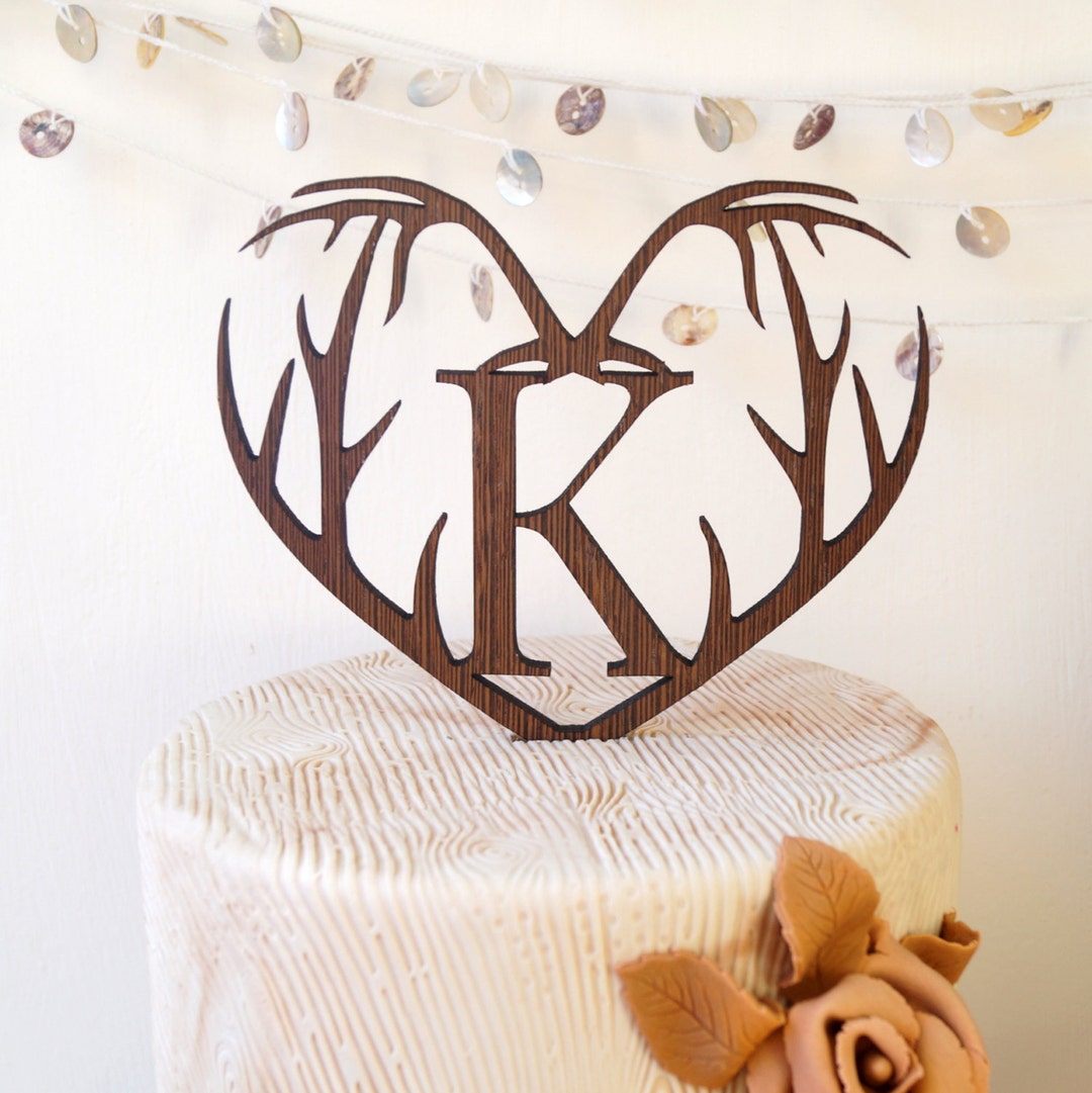 Monogram Cake Topper, Personalized Wedding Cake Topper, Rustic Wooden ...