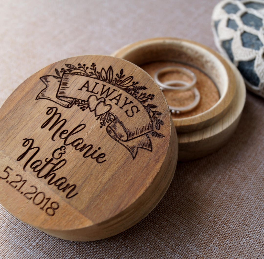 Rustic Wooden Ring Box, Personalized Ring Bearer Box, Wedding Rings Box ...