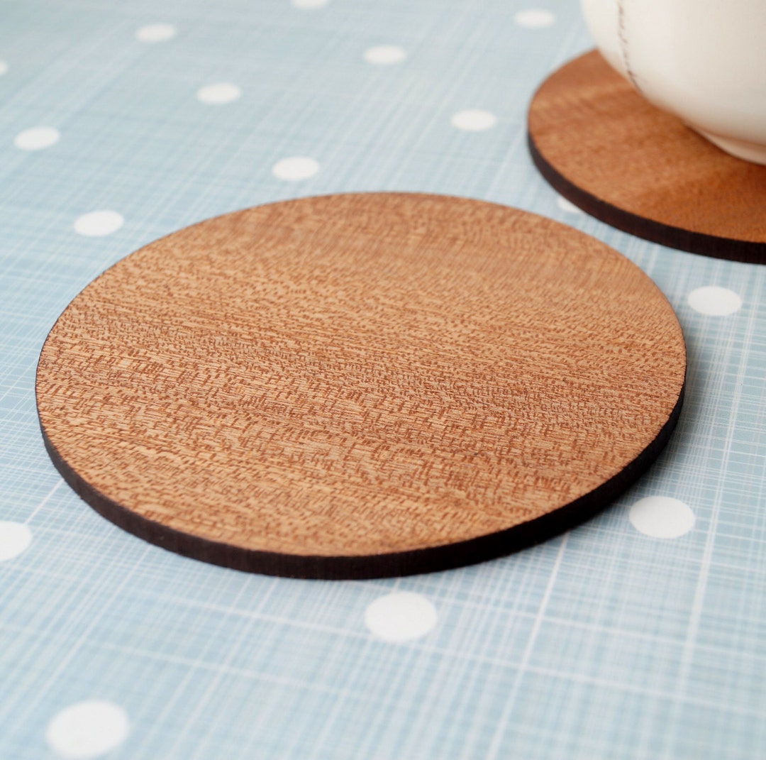 Wooden Coasters, Drink Coasters, Set of 4 Round Wooden Coasters ...