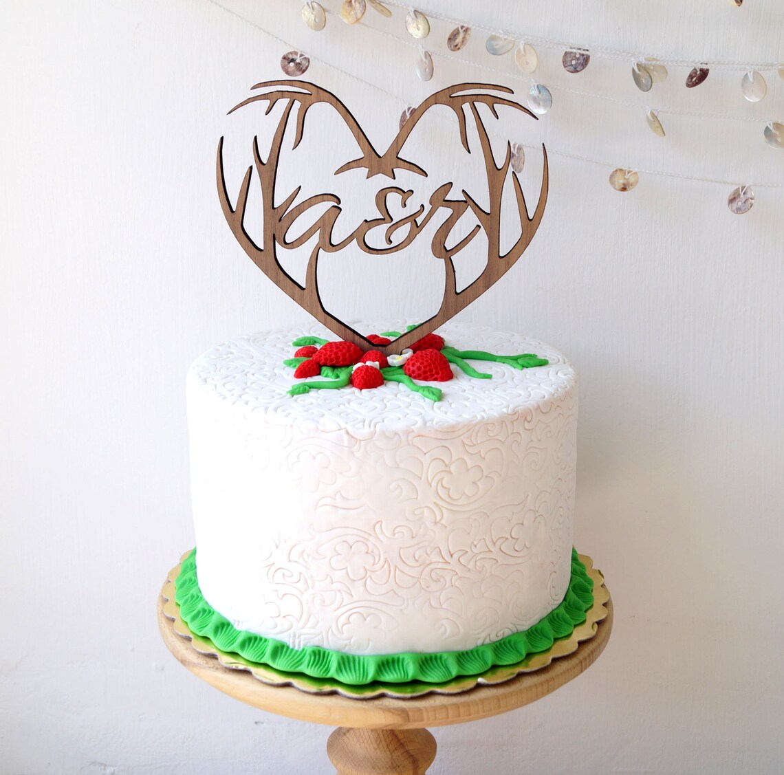 Cake Topper, Personalized Antlers Cake Topper, Wedding Cake Topper ...