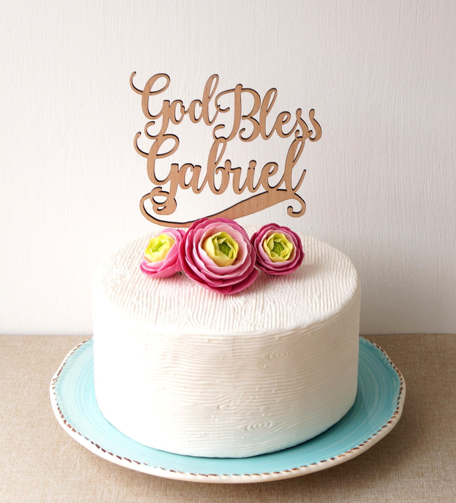 God Bless Cake Topper Christening Cake Topper Personalized - Etsy