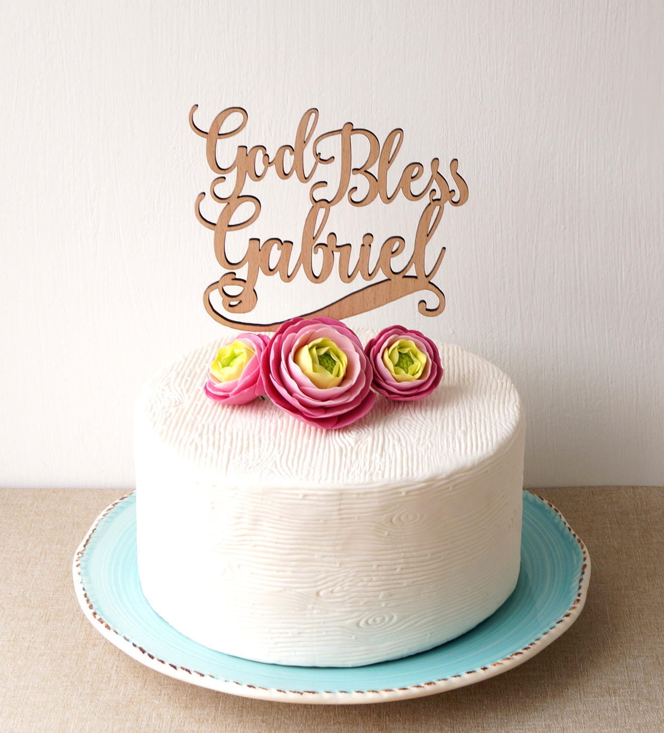 God Bless Cake Topper Christening Cake Topper Personalized - Etsy